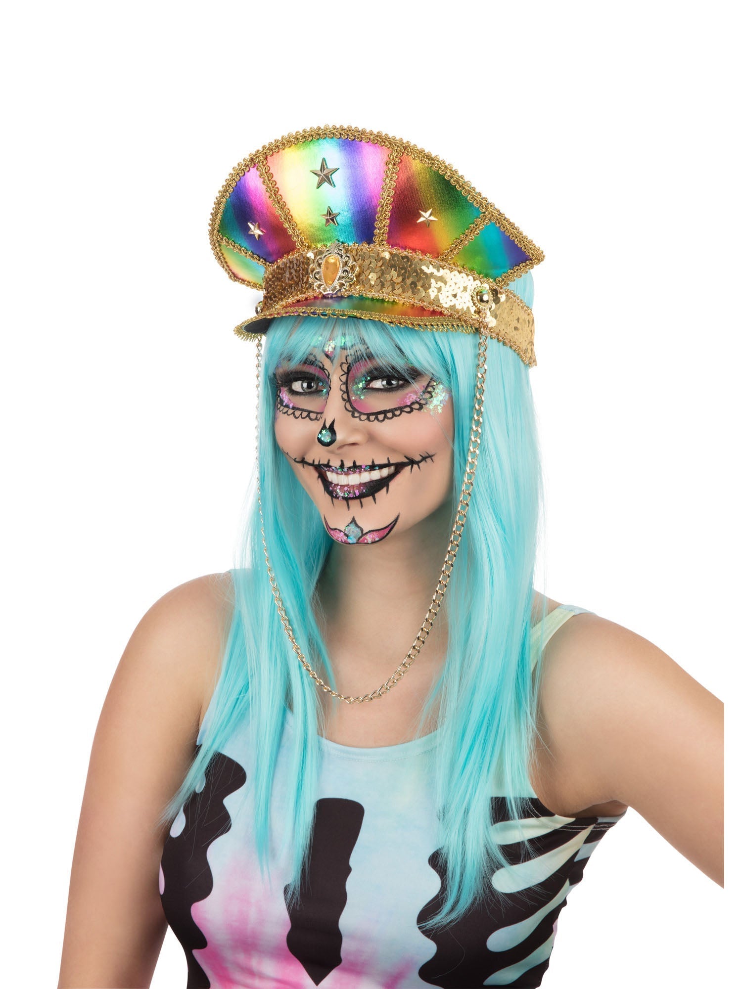 Festival Military Hat Rainbow Rave – NL Rubies Masquerade (B2B)